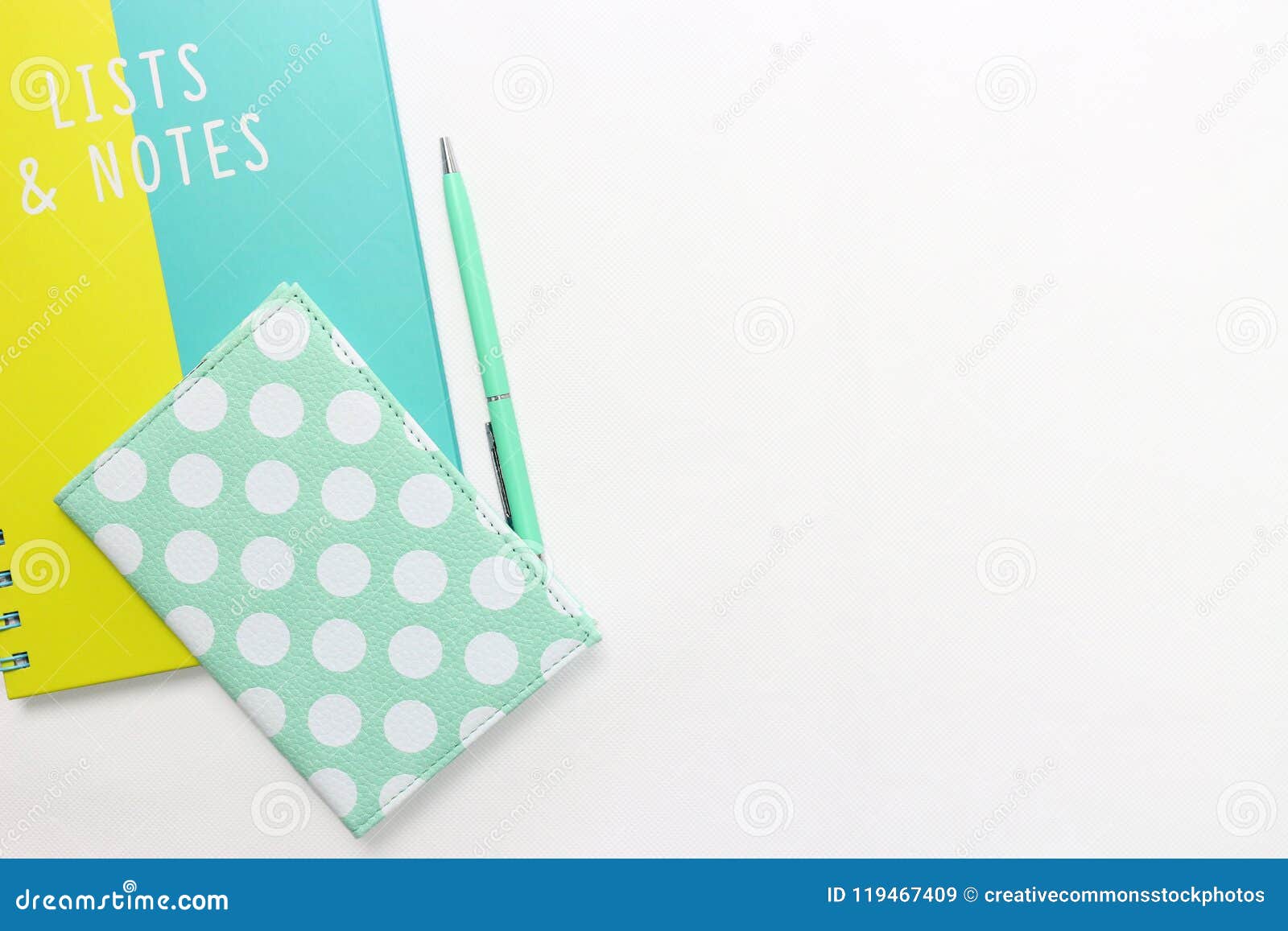 White And Teal Notebook Picture. Image: 119467409