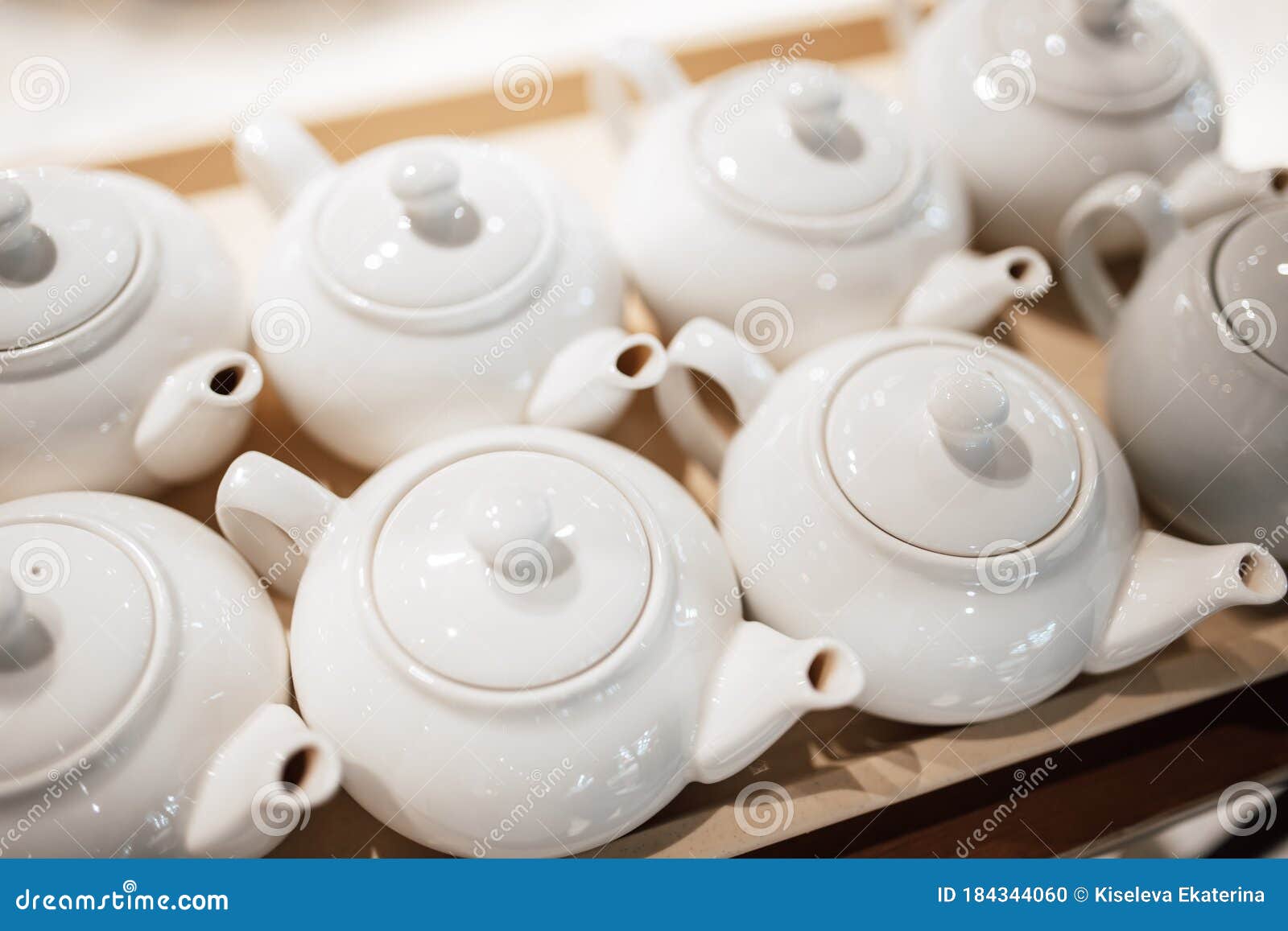 White Teapots Stand in a Row. Top View. Stock Photo - Image of colour ...
