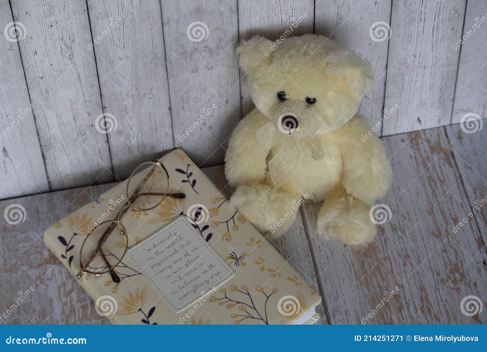 Teddy Bear with Diary Book and Glasses Stock Image - Image of sitting ...