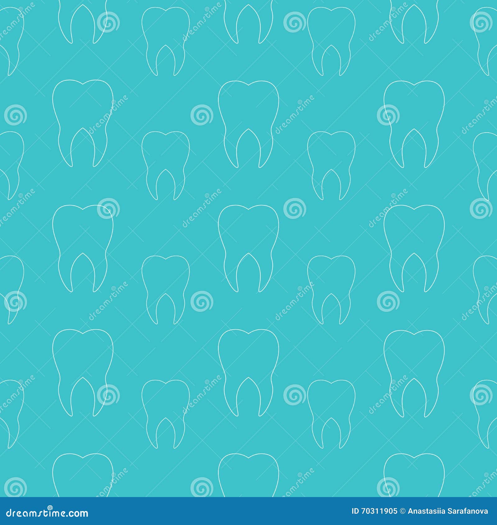 White Teeth on a Blue Background. Vector Dental Seamless Pattern. Stock ...