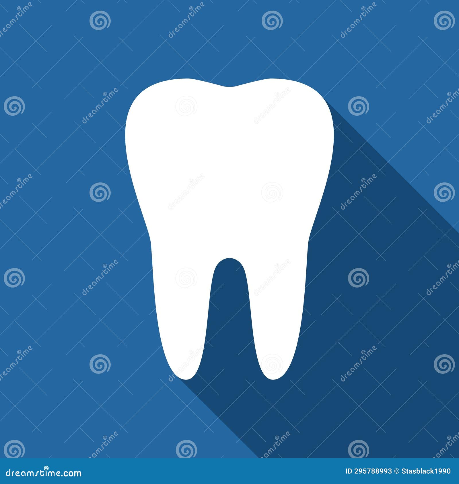 White Teeth Icon on Blue Background with Long Whadow. Vector Stock ...