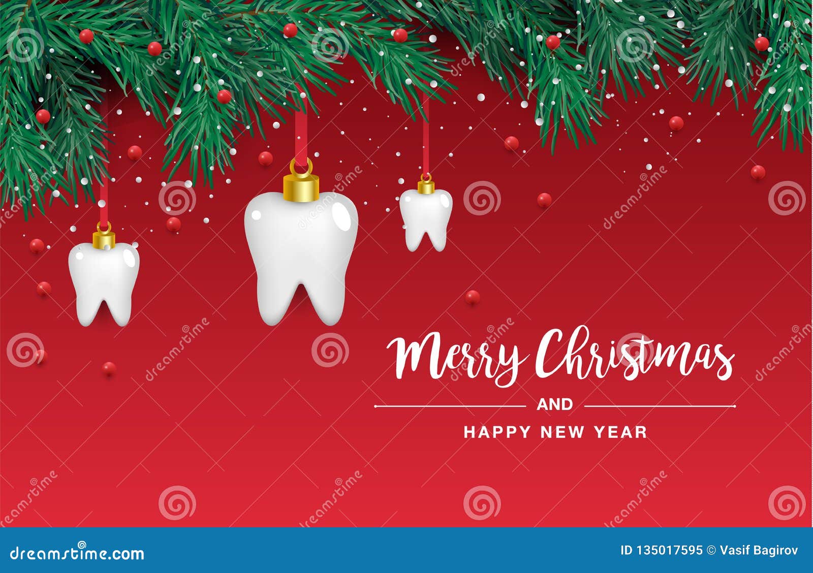 White Teeth Icons in the Shape of a Christmas Tree on a Red Background ...