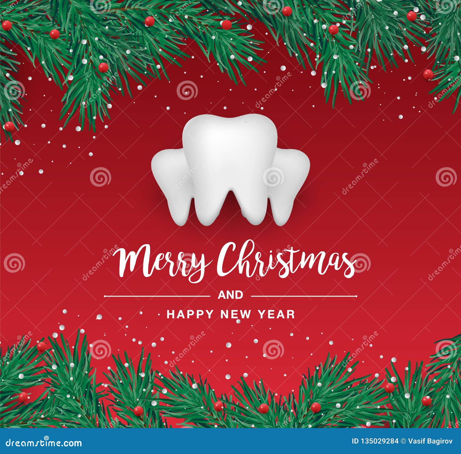 White Teeth Icons in the Shape of a Christmas Tree on a Red Background ...