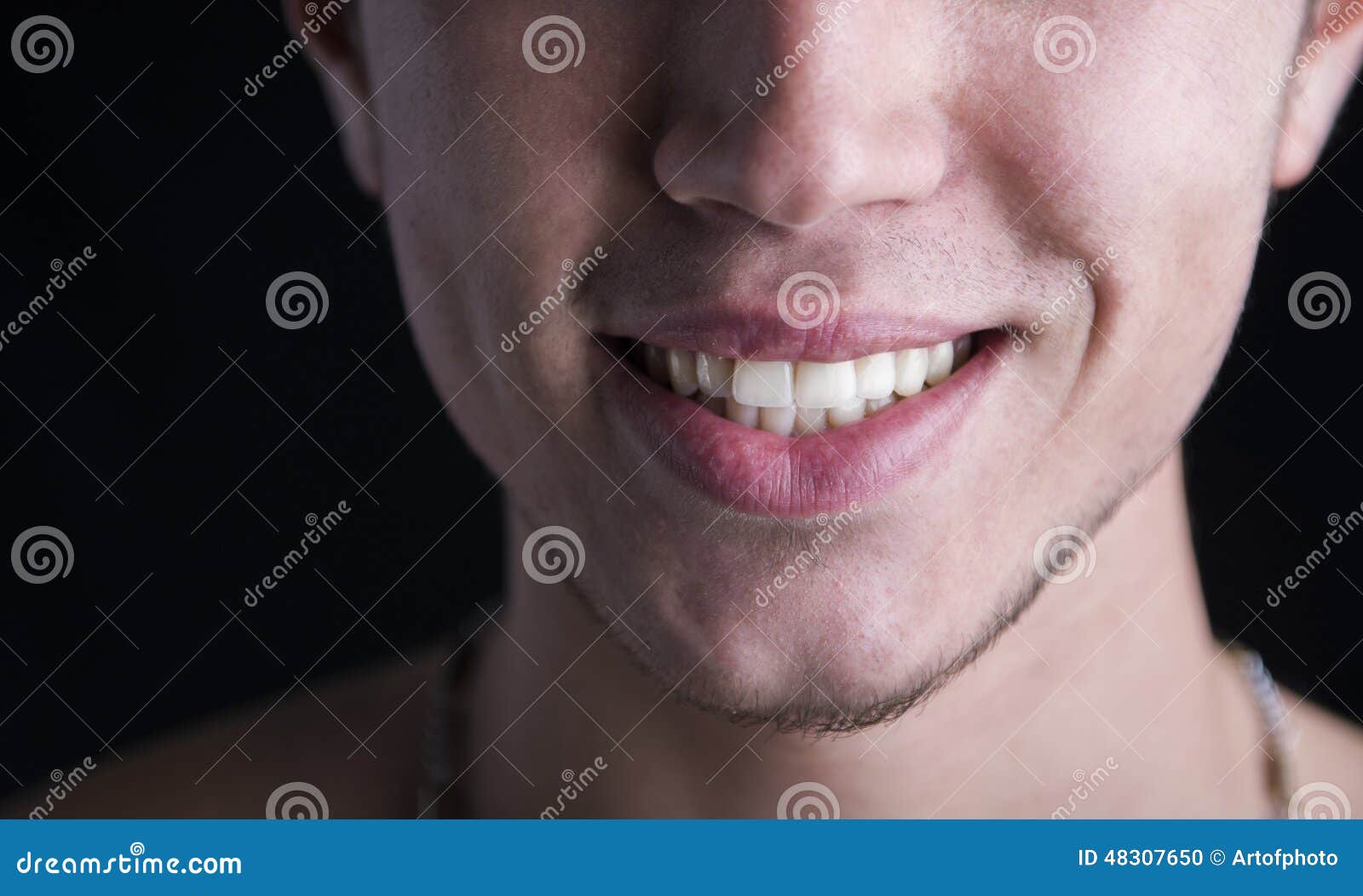 White Teeth of a Smiling Young Man Stock Photo - Image of close ...
