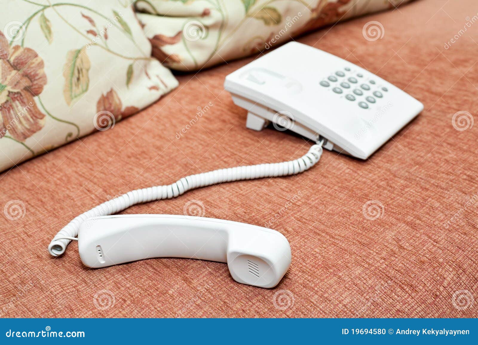 White Telephone on the Couch Stock Photo - Image of button, phone: 19694580