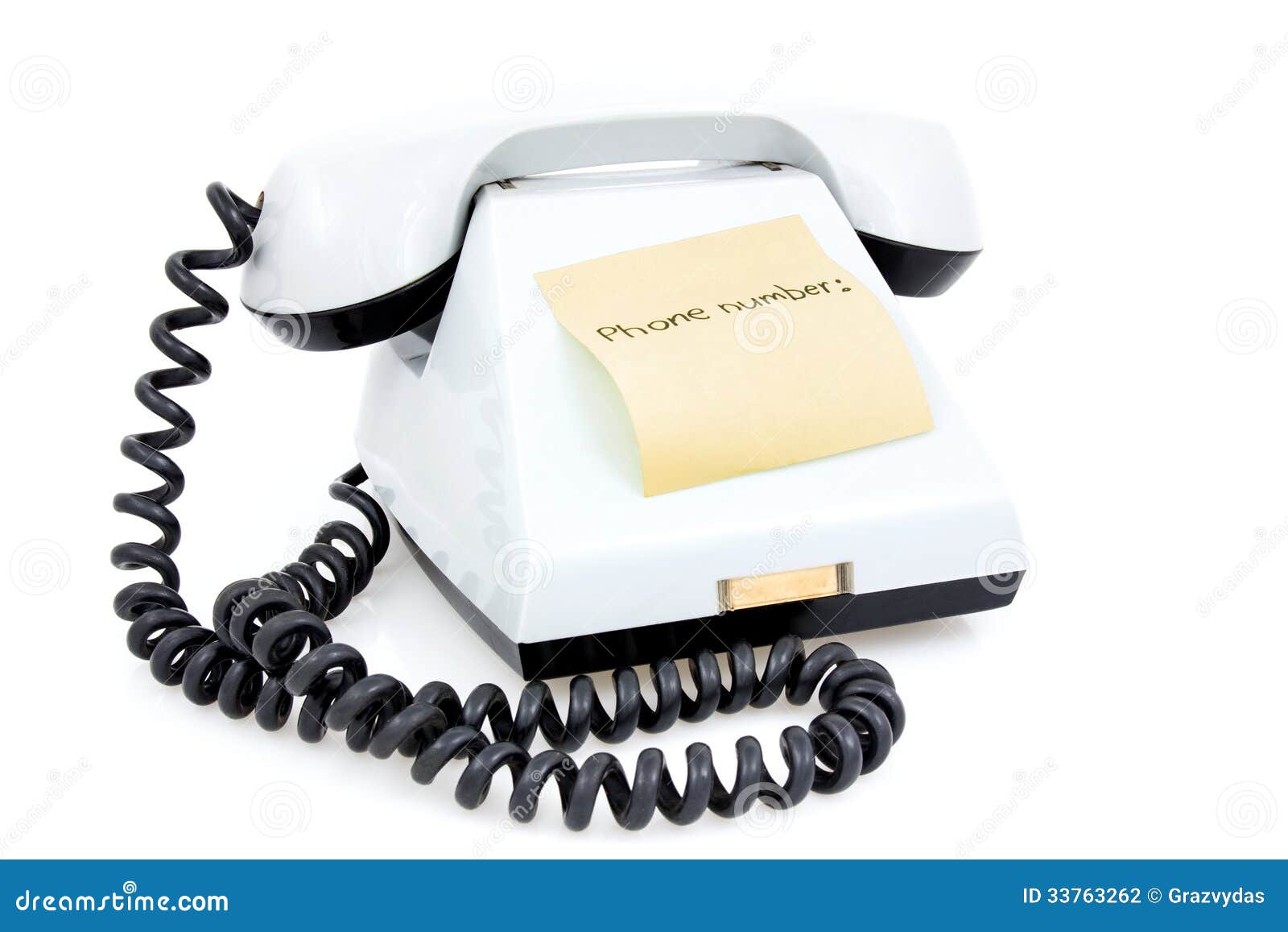 White Telephone with Sticky Note Stock Photo - Image of cable, earphone ...