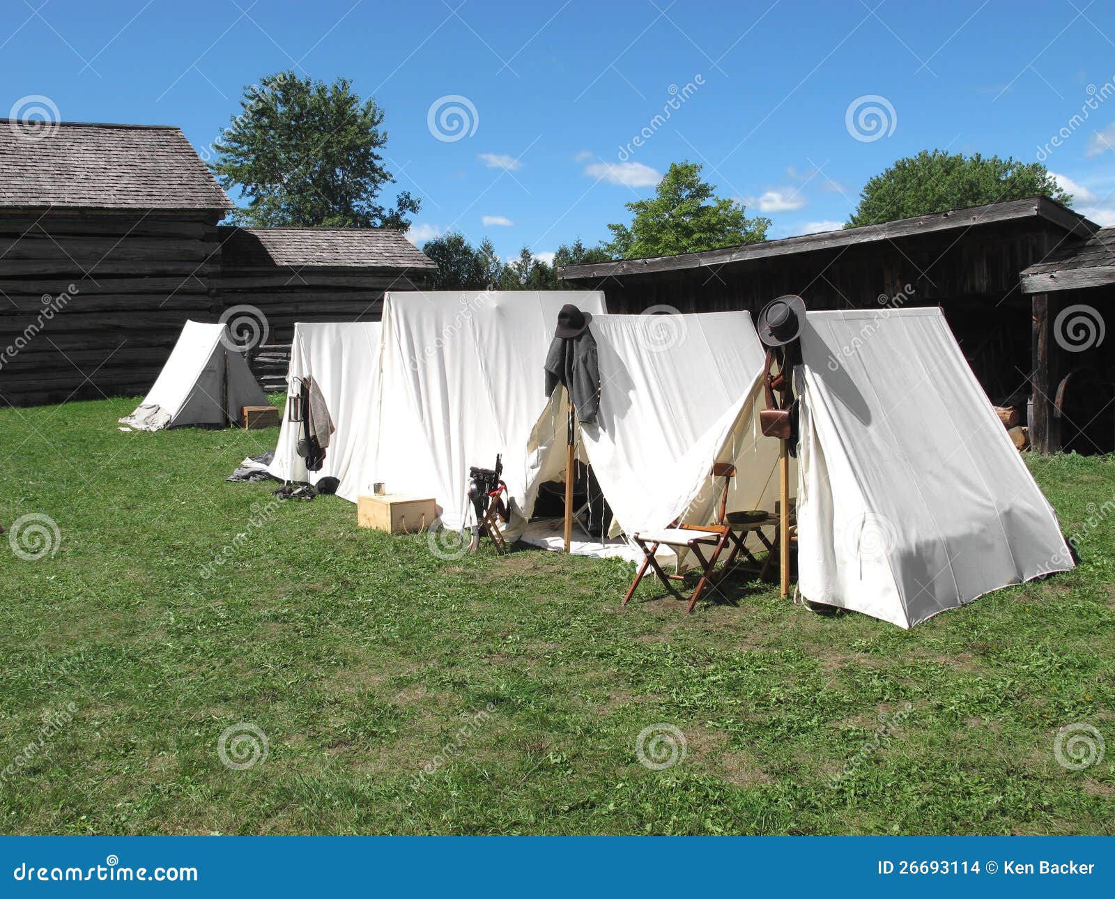 White Tents at Civil War Camp Stock Photo - Image of reenactment, gear ...