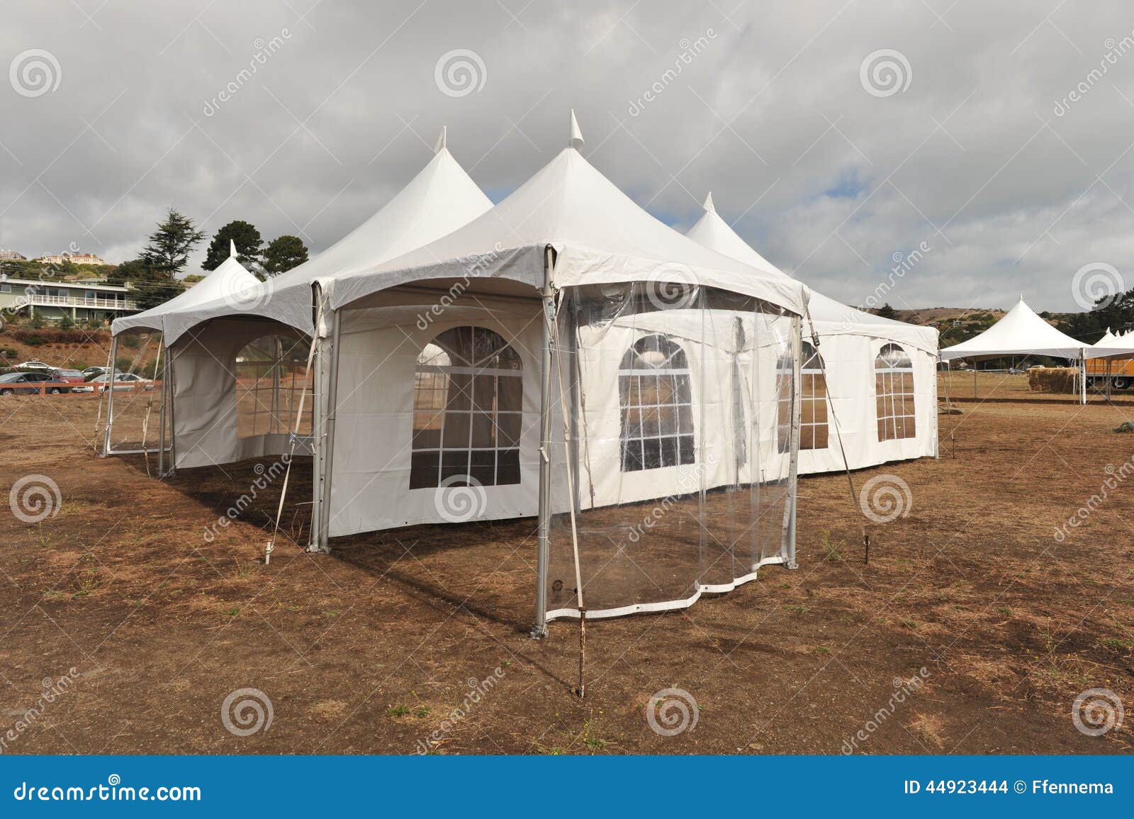 White Tents in a Dry Field Outdoors Stock Photo - Image of field ...
