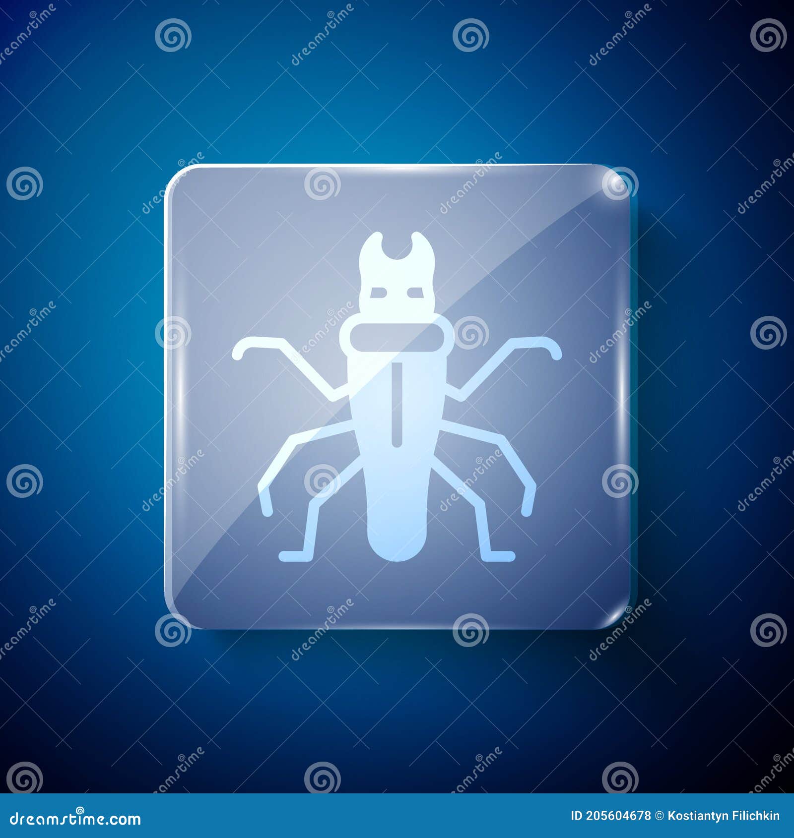 White Termite Icon Isolated on Blue Background. Square Glass Panels ...
