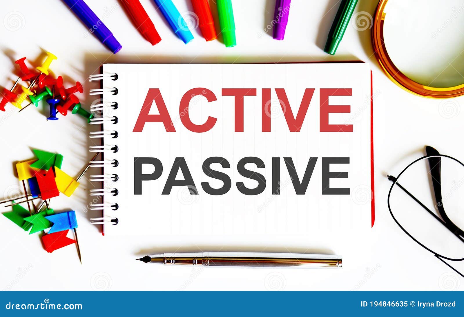 Passive And Active. Text From Letters Of The Wooden Alphabet Stock ...