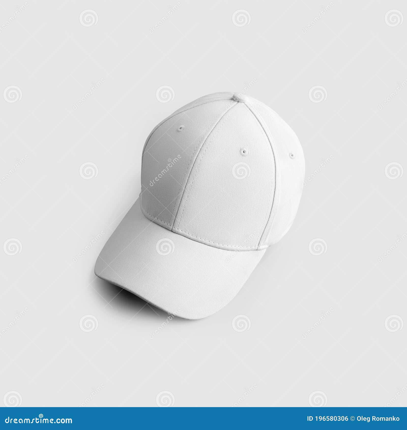 White Textile Hat Template with Visor, with Realistic Shadows, Top View ...