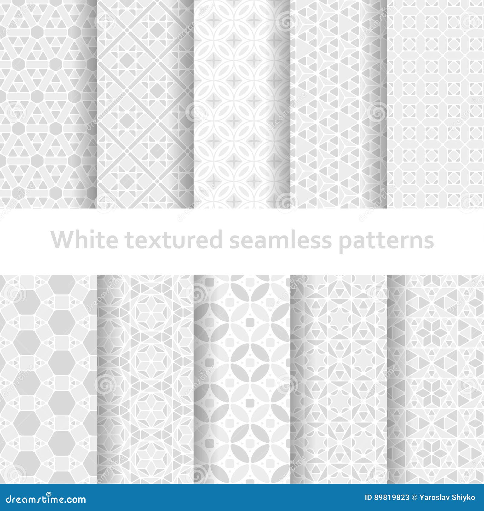 White Textured Seamless Patterns Set Stock Vector - Illustration of ...