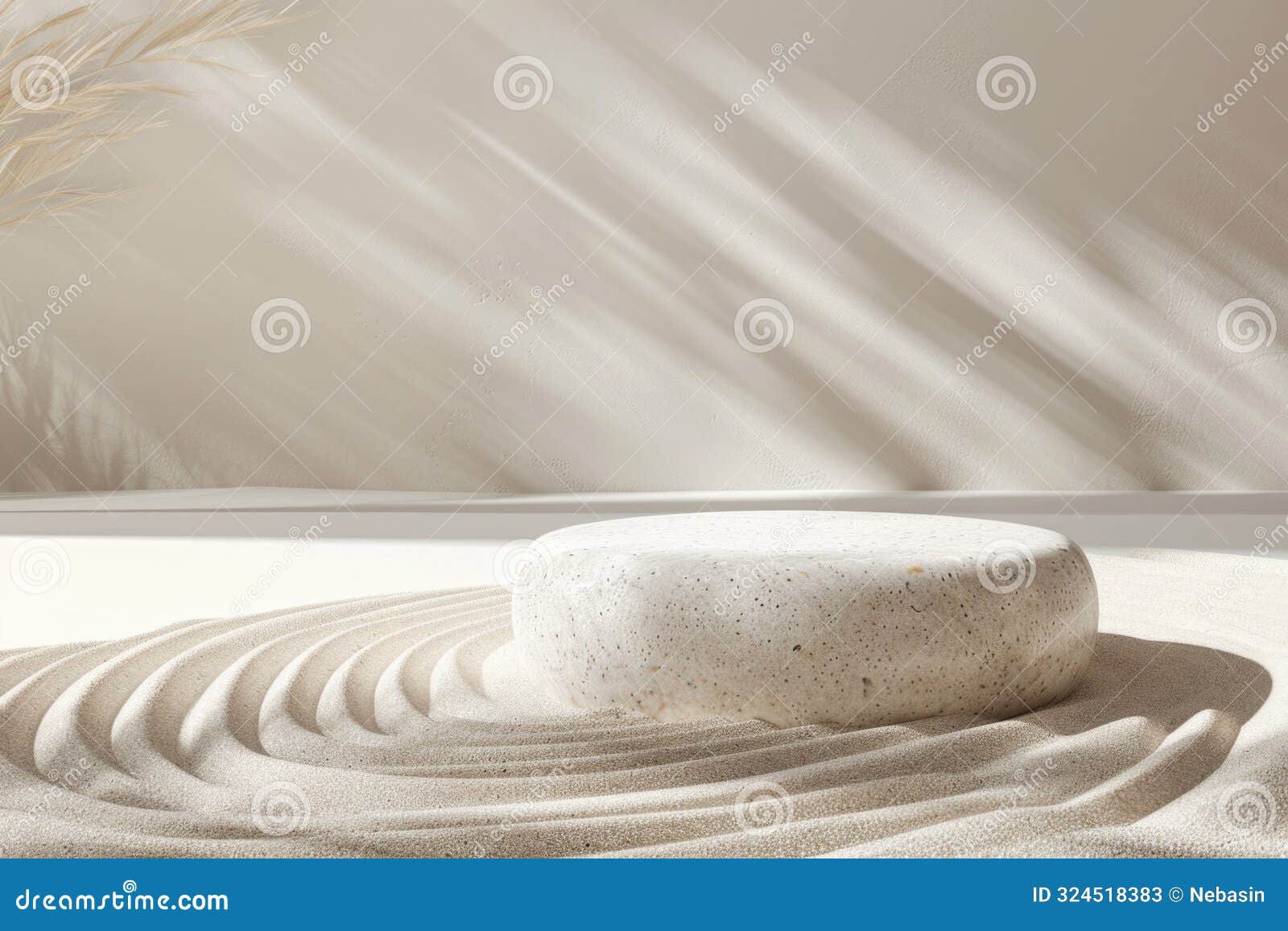 A White, Textured Stone Platform Sits Atop a Sandy, Wave-like Surface ...