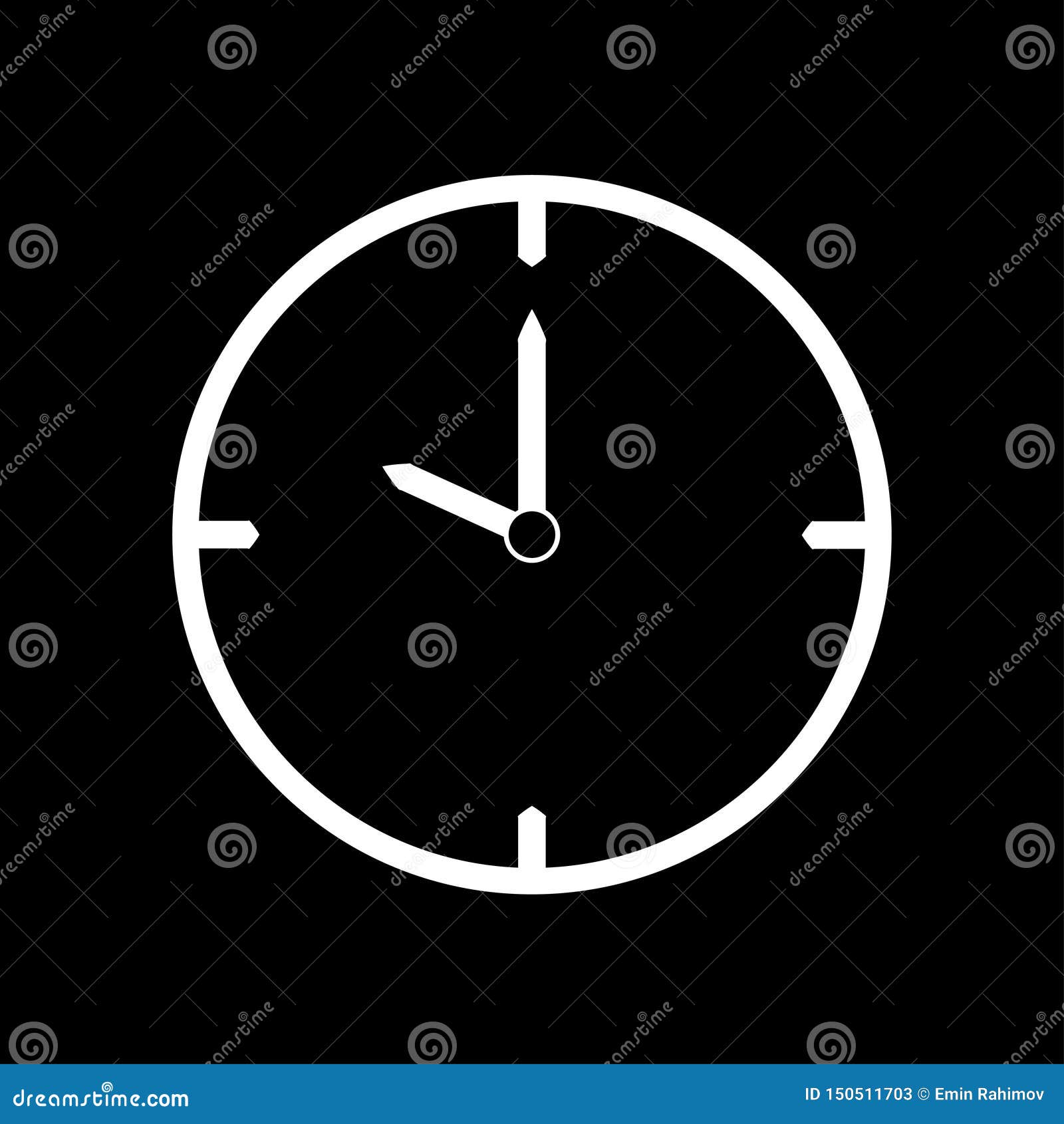 White Thin Line Clock Icon 10 O`clock - Vector Illustration Stock ...