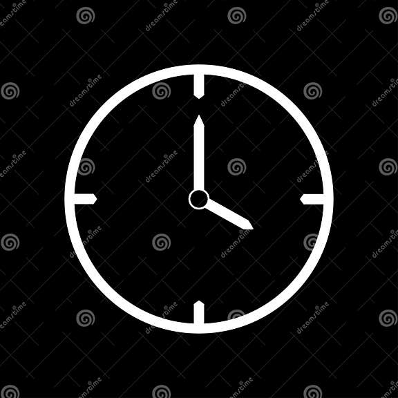 White Thin Line Clock Icon 4 O`clock - Vector Illustration Stock ...