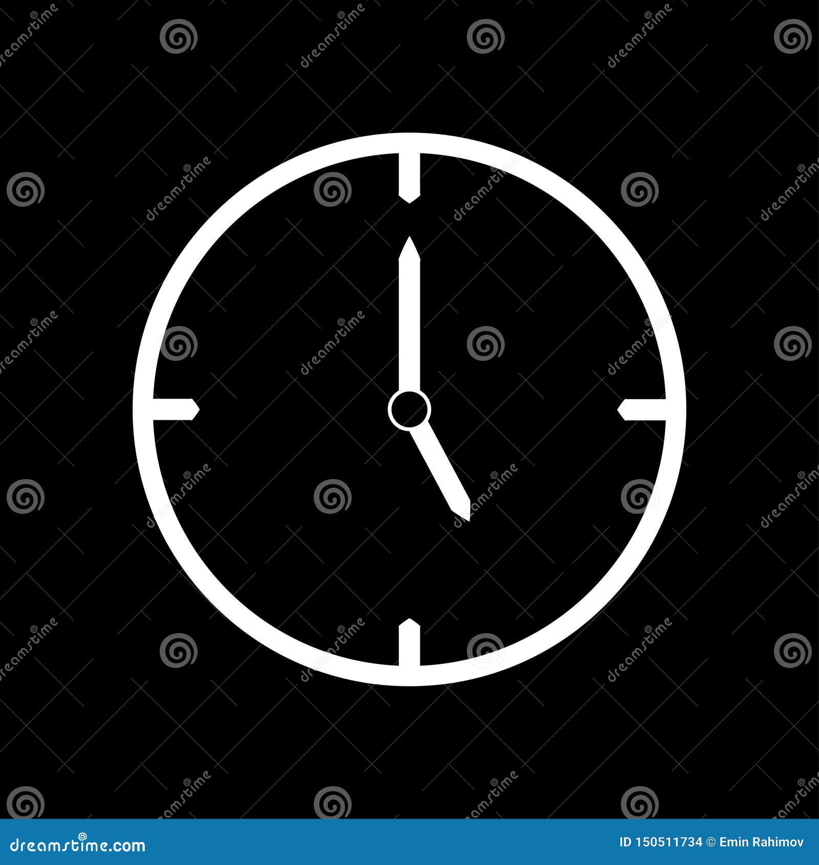 White Thin Line Clock Icon 5 O`clock - Vector Illustration Stock ... White Thin Line Clock Icon 5 O`clock - Vector Illustration Stock ...