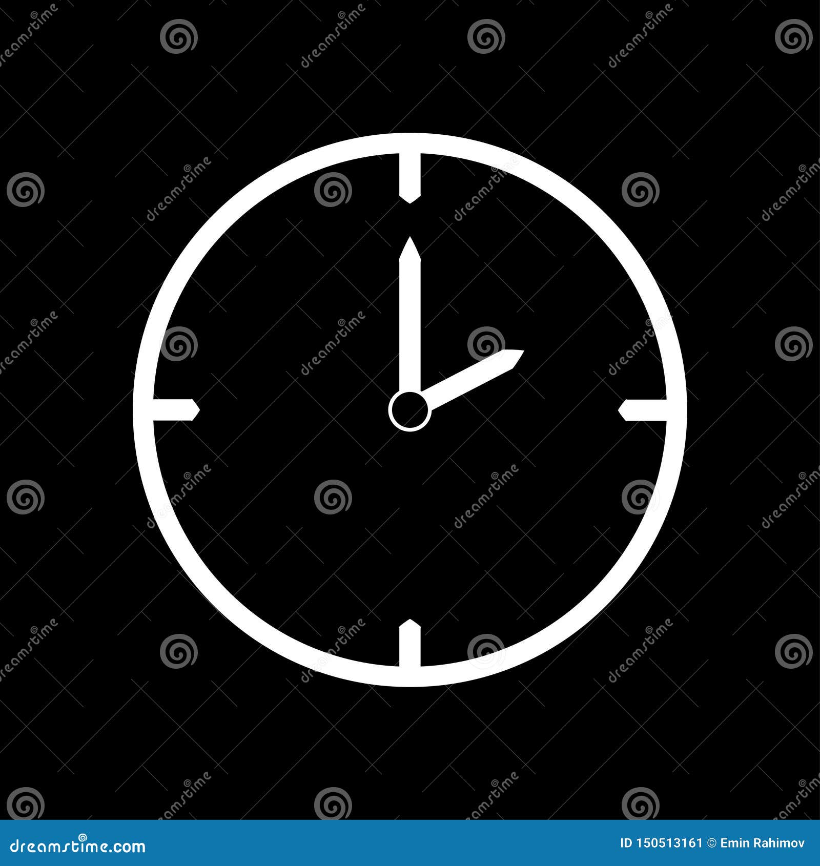 White Thin Line Clock Icon 2 O`clock - Vector Illustration Stock ...