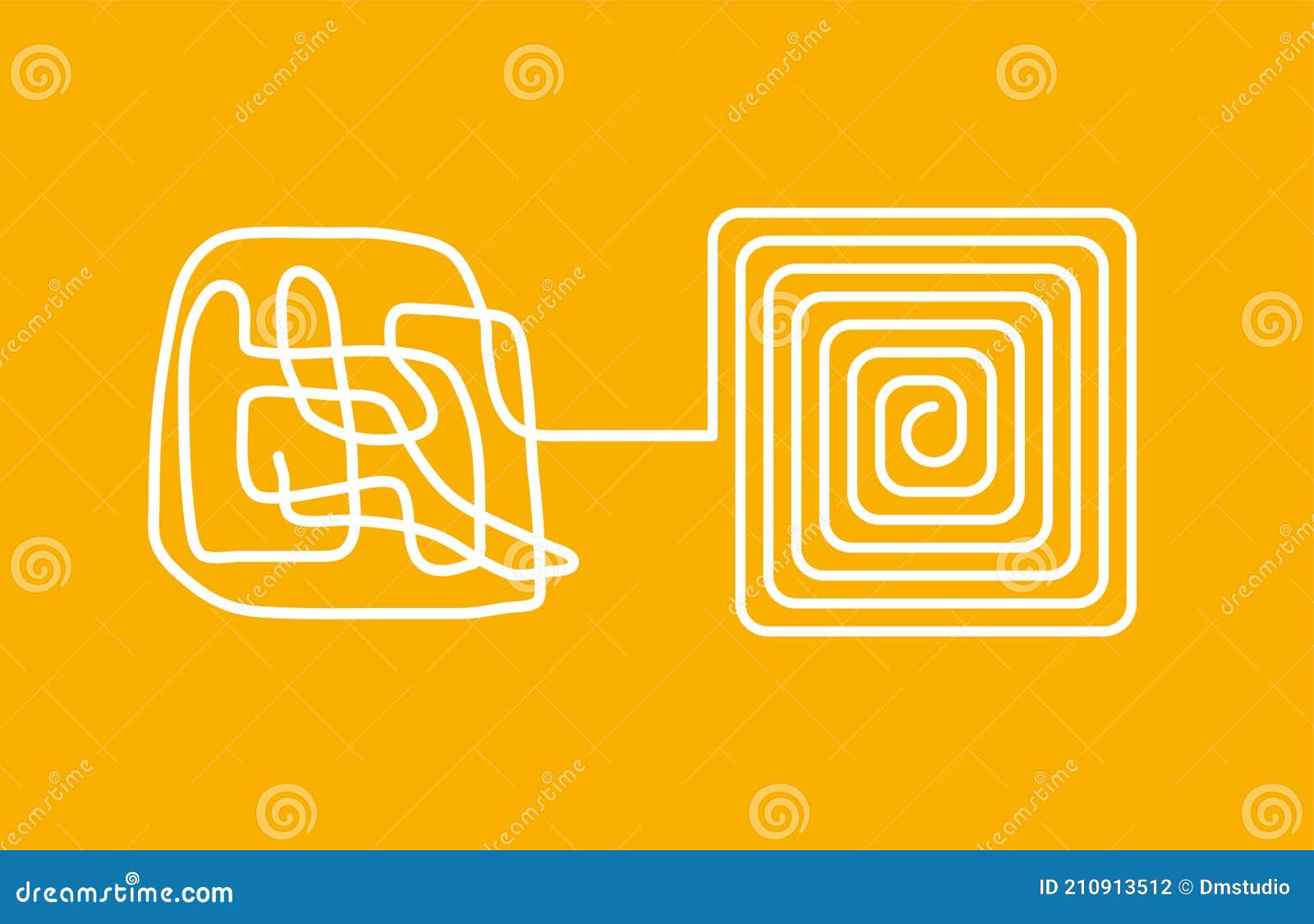 White Thin Line Drawing On Yellow Background. Mental Psychology Problem ...