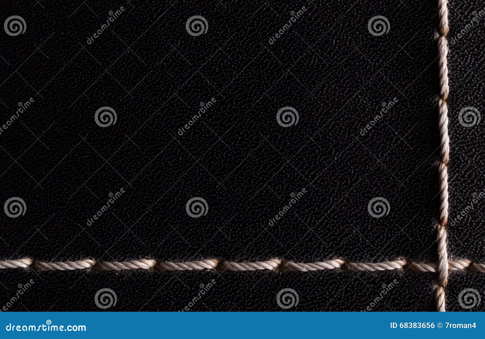 White Thread Stitching on Black Leather. Stock Photo - Image of pattern ...