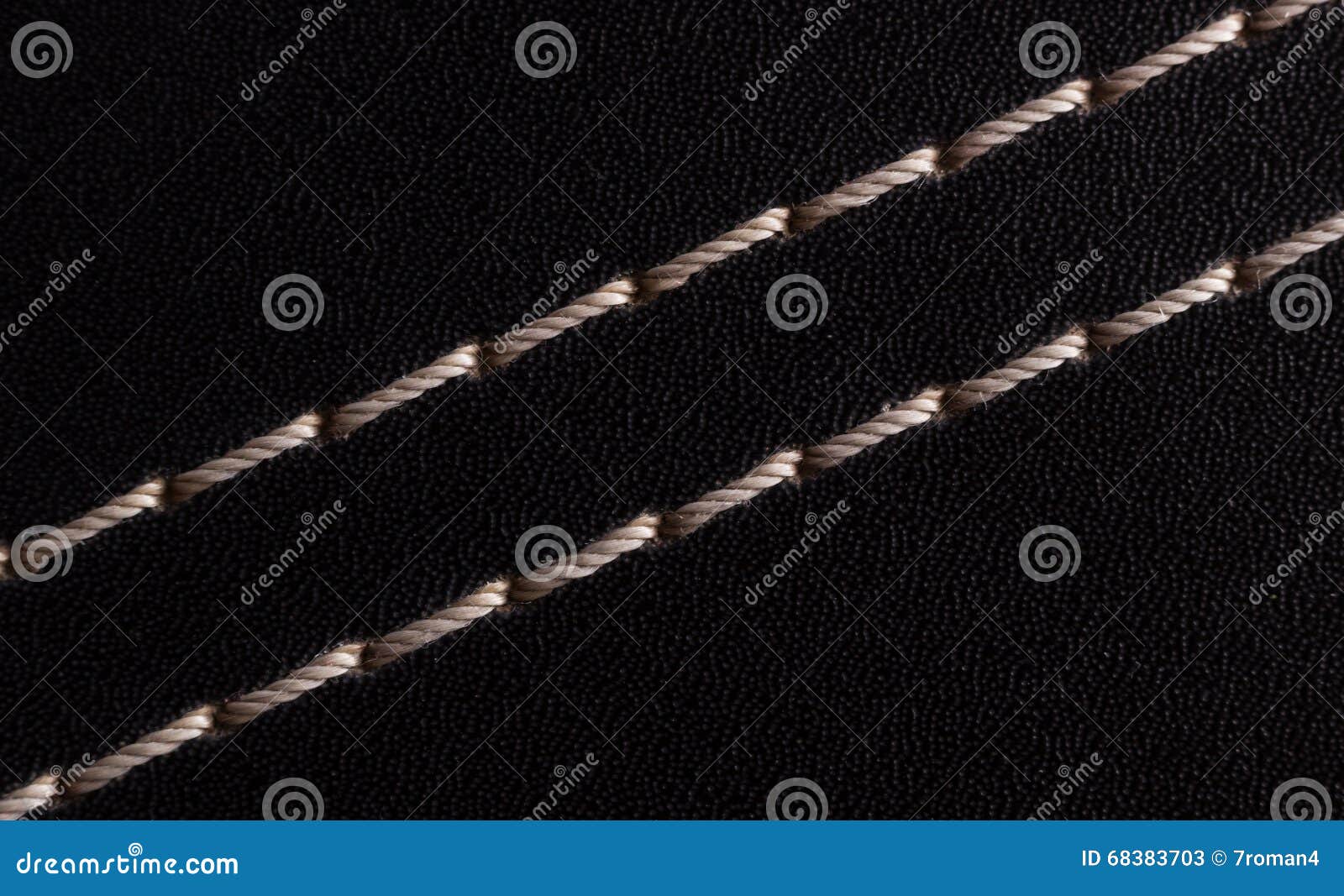 White Thread Stitching on Black Leather. Stock Image - Image of ...