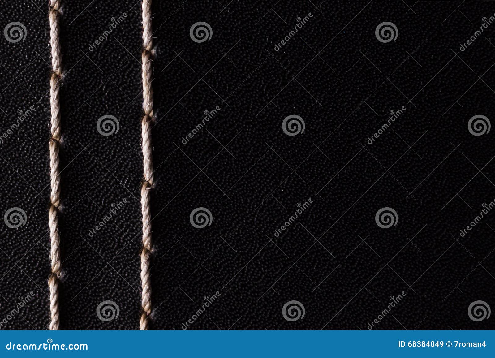 White Thread Stitching on Black Leather. Stock Image - Image of pattern ...