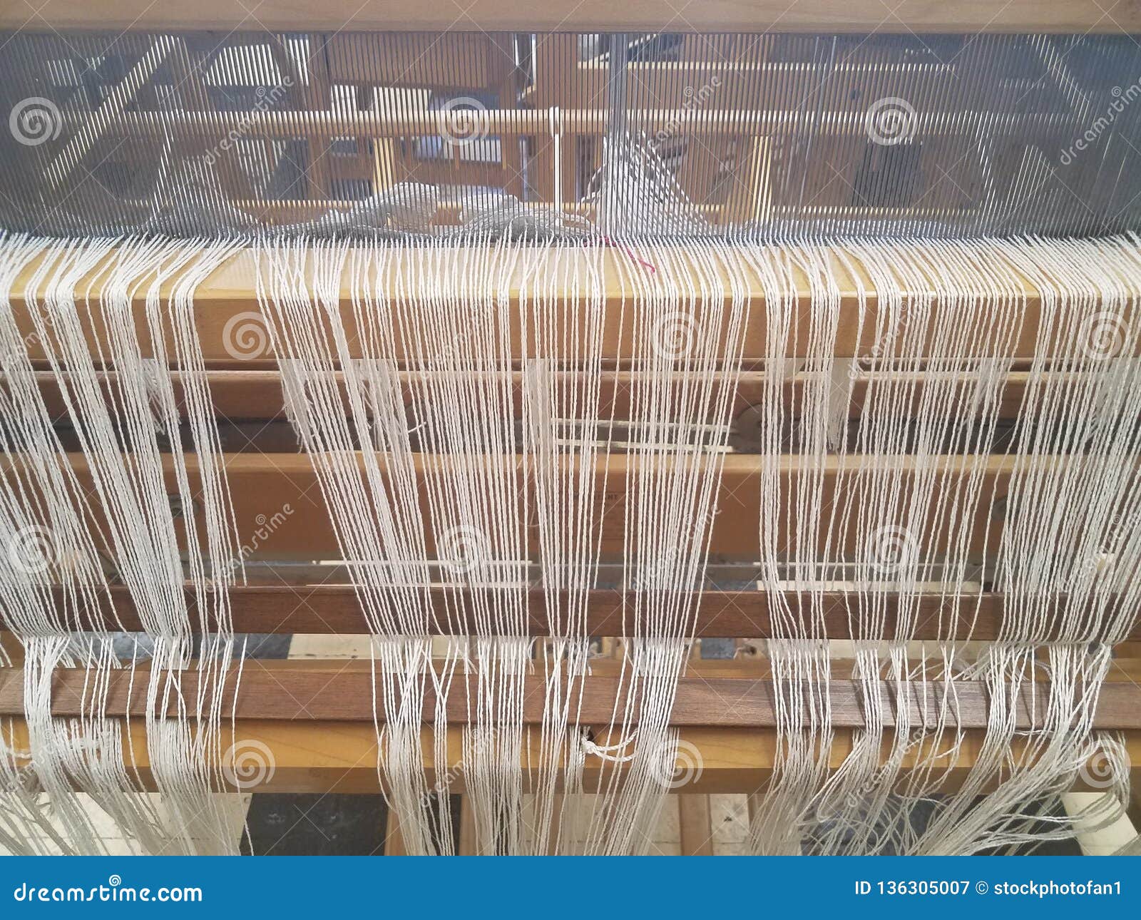 White Thread or Yarn on a Wood Loom Stock Image - Image of thread, loom ...