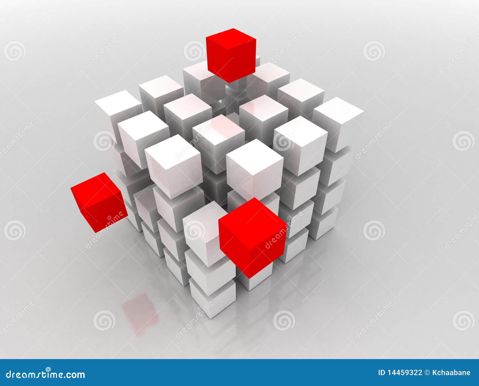 White and Three Red 3d Blocks Stock Illustration - Illustration of ...
