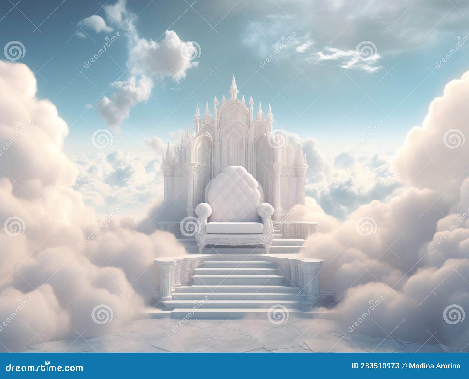 White Throne among Beautiful Clouds. Stock Illustration - Illustration ...