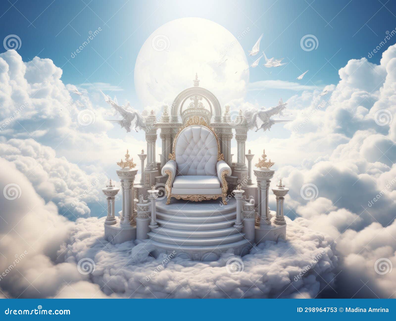 A White Throne in the Middle of White Clouds. a Throne in the Sky ...