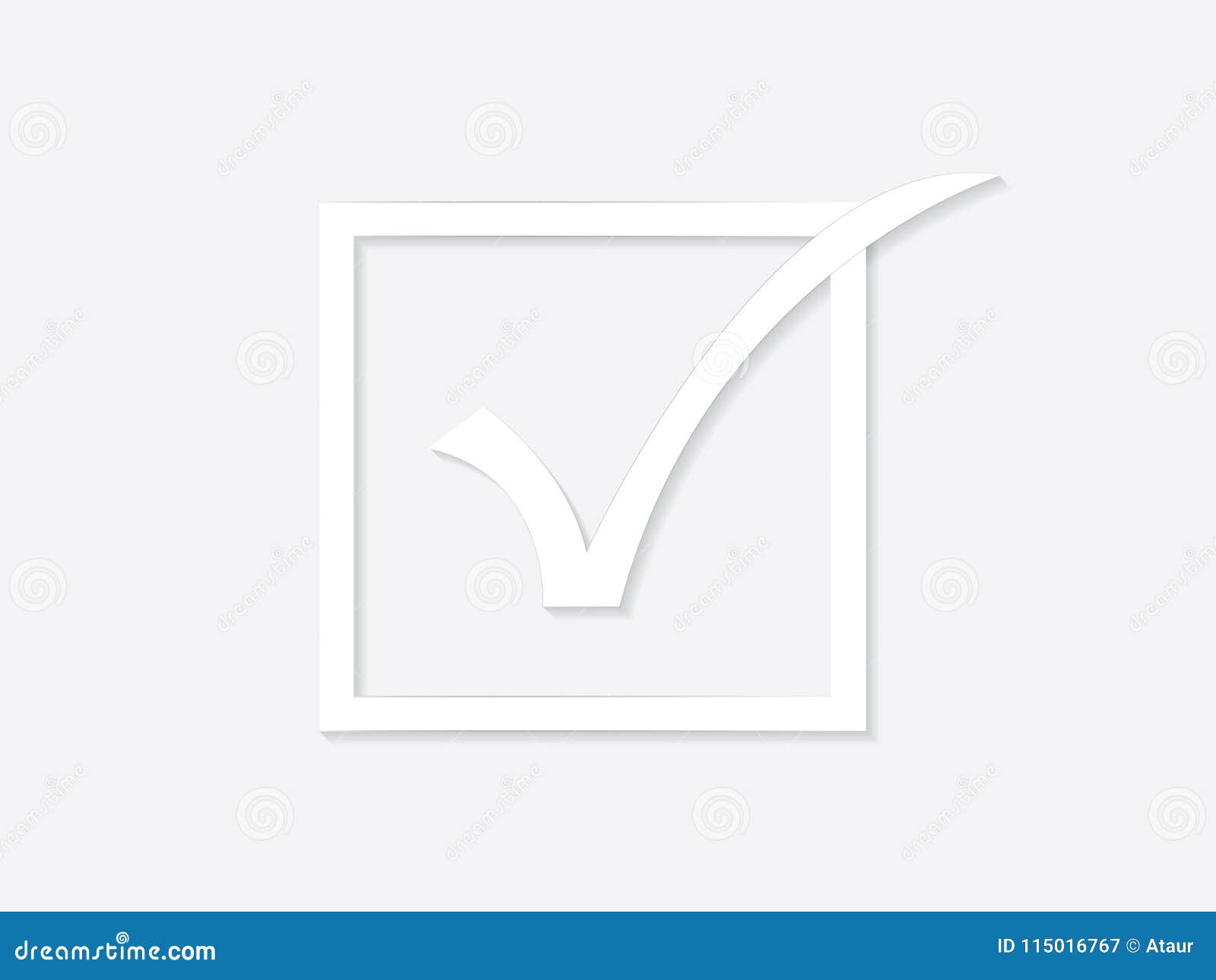 A White Correct Tick Mark Sign Inside White Box for Test Stock Vector ...