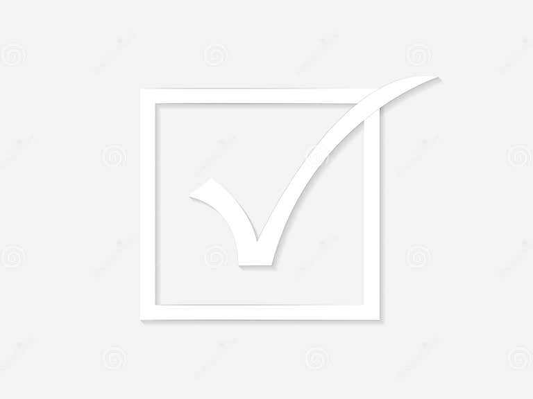 A White Correct Tick Mark Sign Inside White Box for Test Stock Vector ...