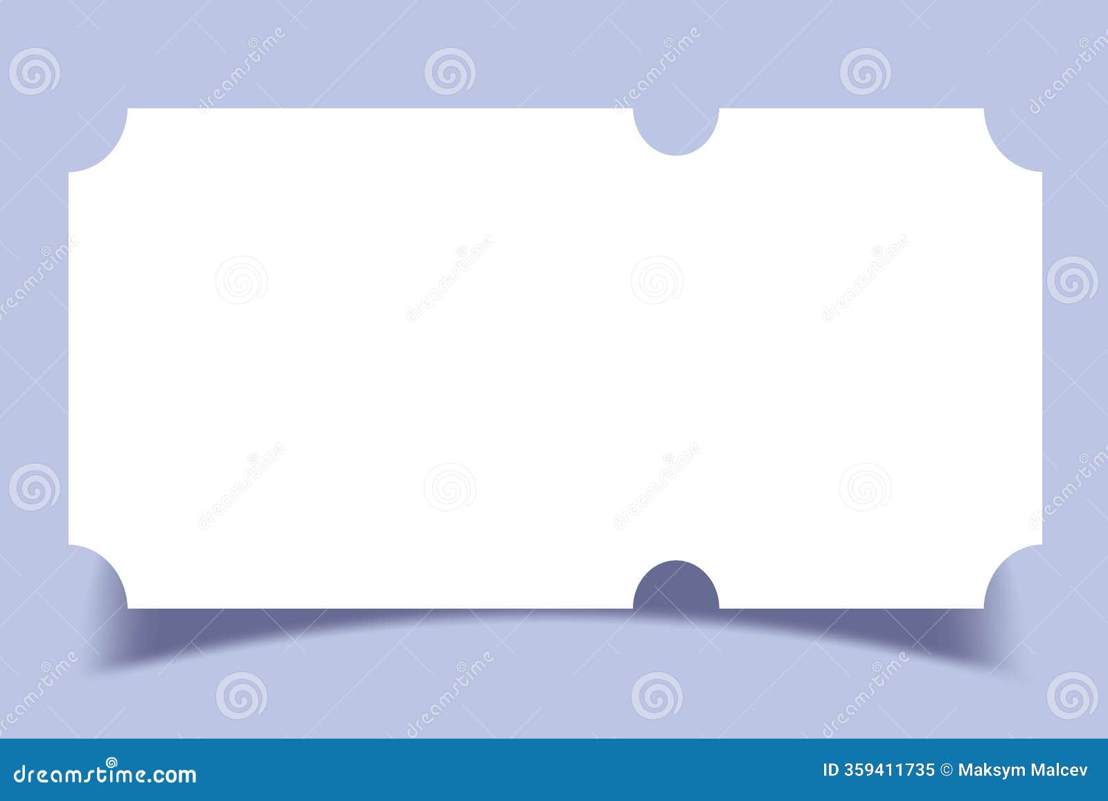 White Ticket Mockup With Frilly Edges And Shadows. Realistic Ticket ...