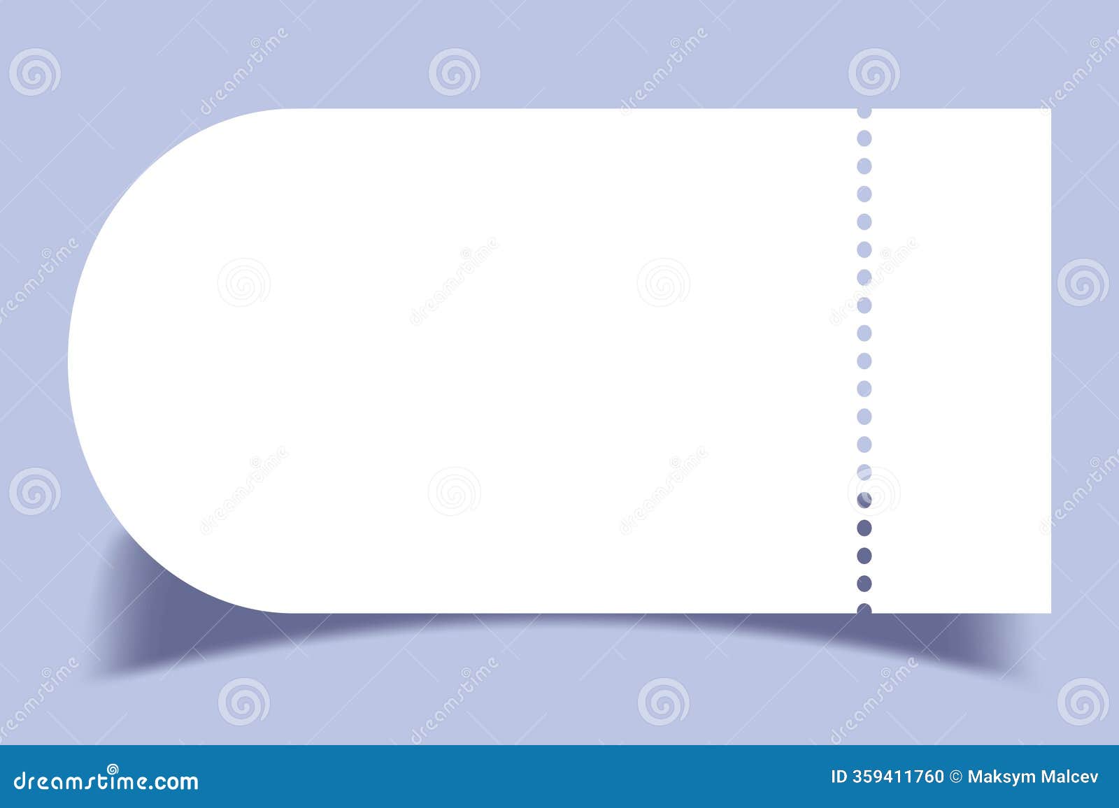White Ticket Mockup With Frilly Edges And Shadows. Realistic Ticket ...