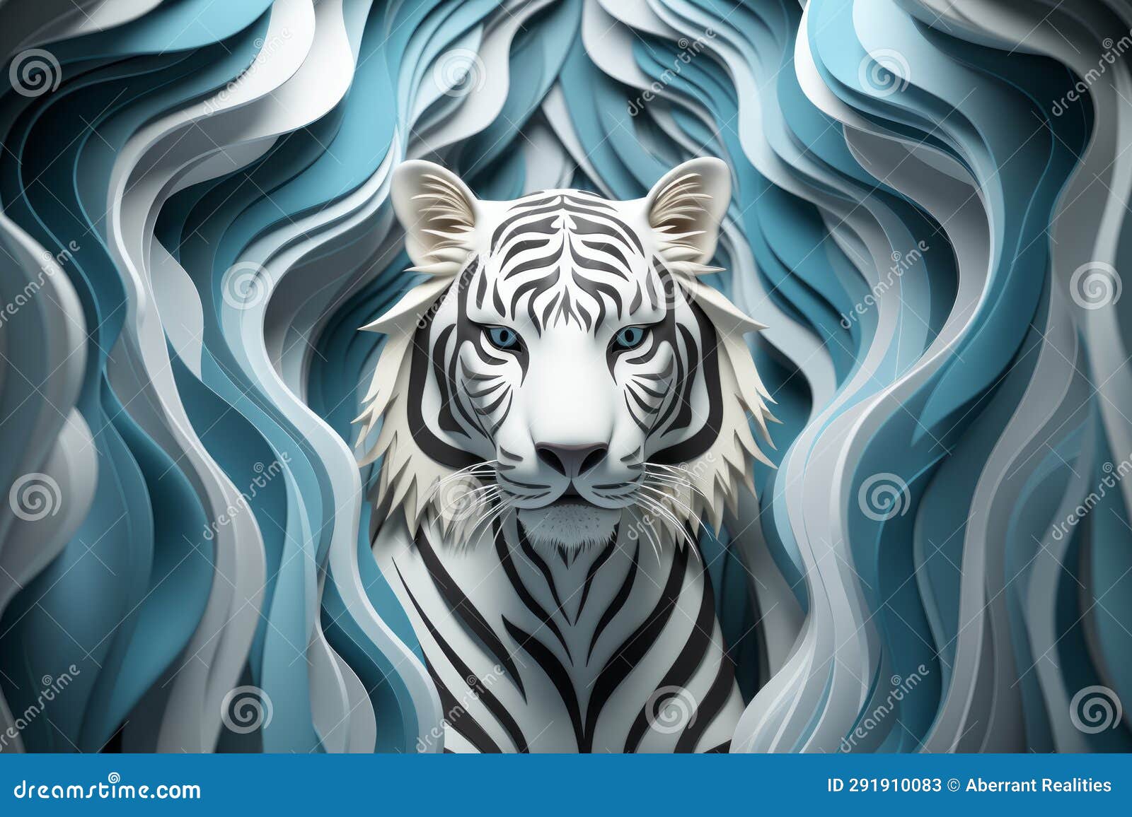 A White Tiger in Front of a Blue Background Stock Illustration ...