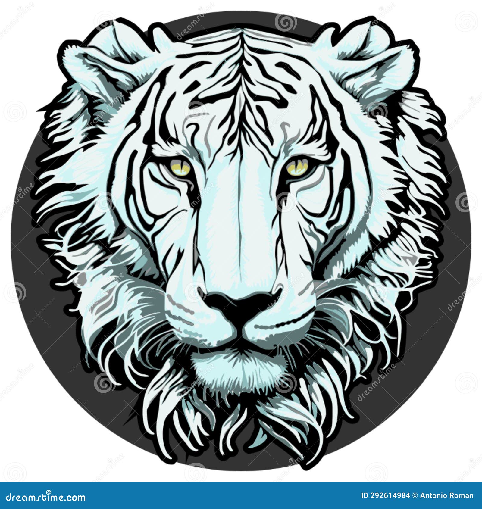 White Tiger Head - Circle Logo Illustration Stock Illustration ...