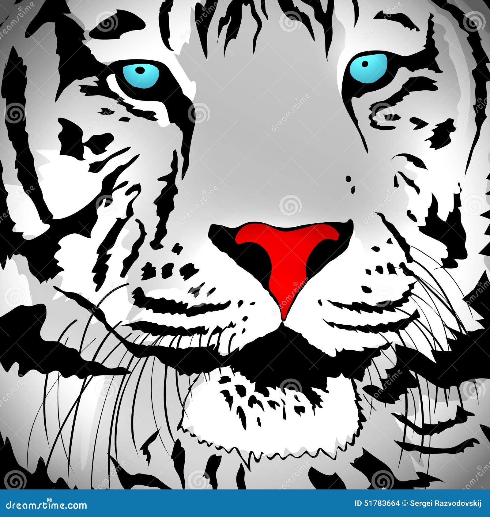 White Tiger Portrait stock vector. Illustration of graphic - 51783664