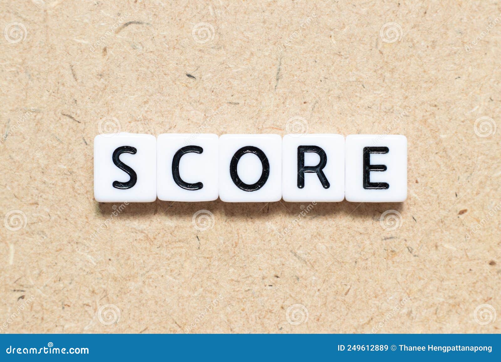 White Tile Letter with Word Score on Wood Background Stock Image ...