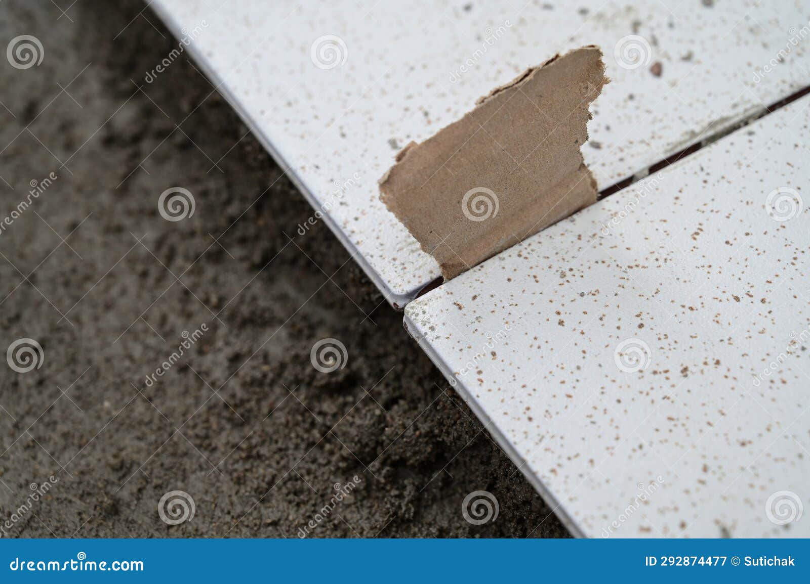 White Tile and Cement Floor, Construction Industry Stock Image - Image ...