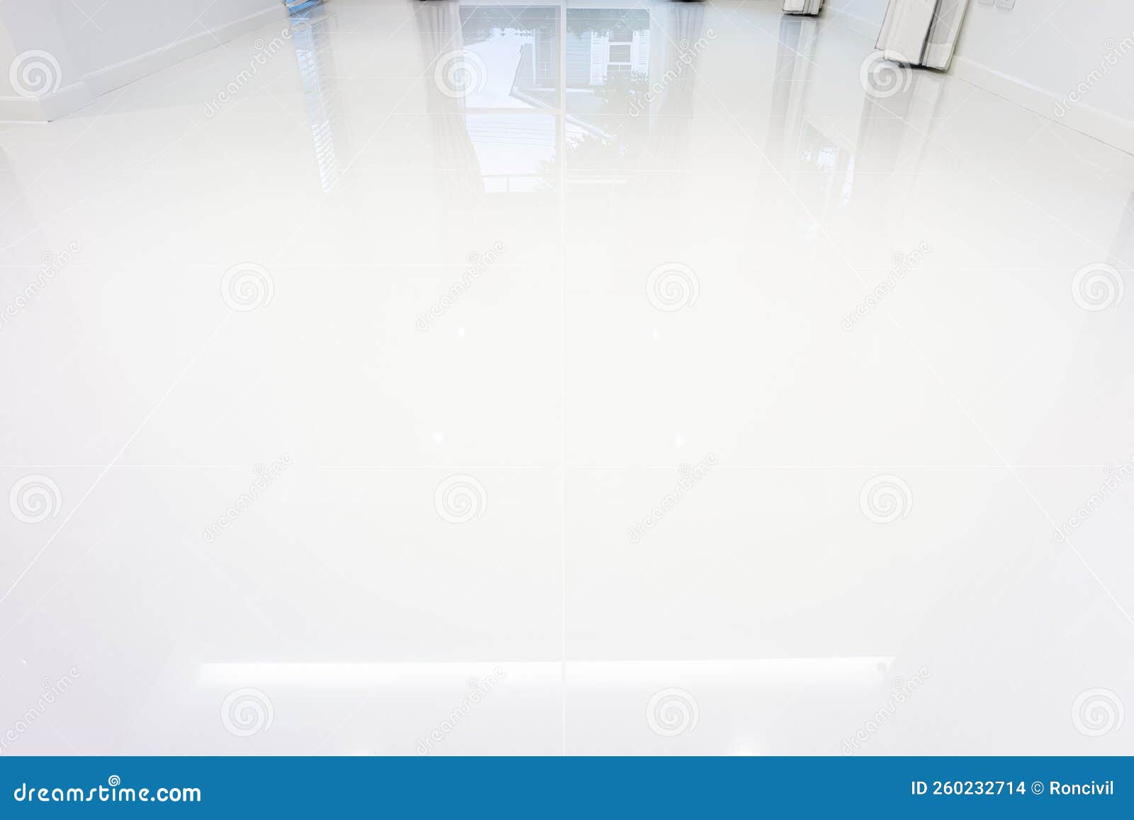 Empty Room with White Tile Floor for Background. Stock Photo - Image of ...