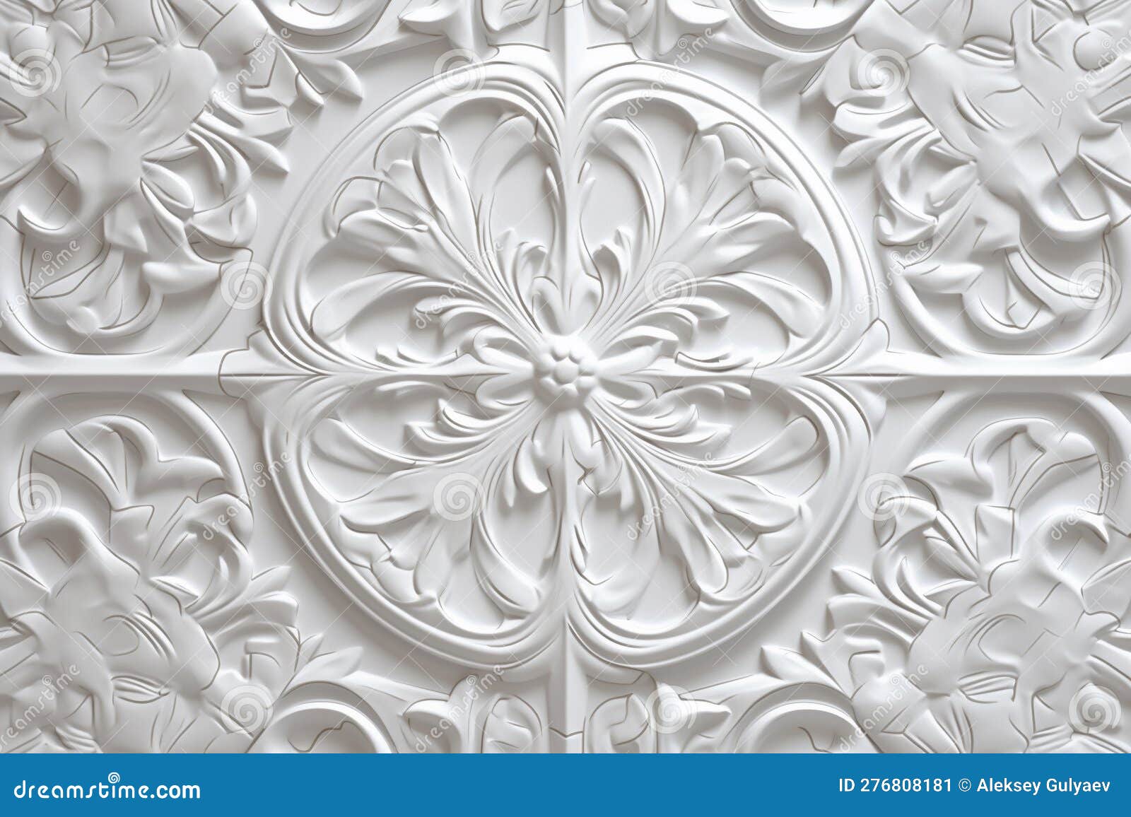 White Tile with a Floral Design AI Generation Stock Illustration ...