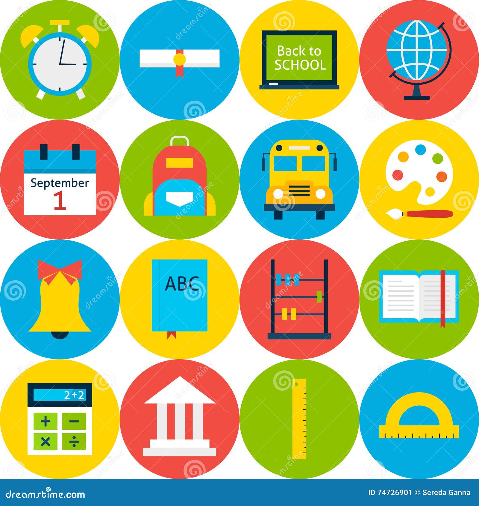 White Tile School Background with Circles Stock Vector - Illustration ...