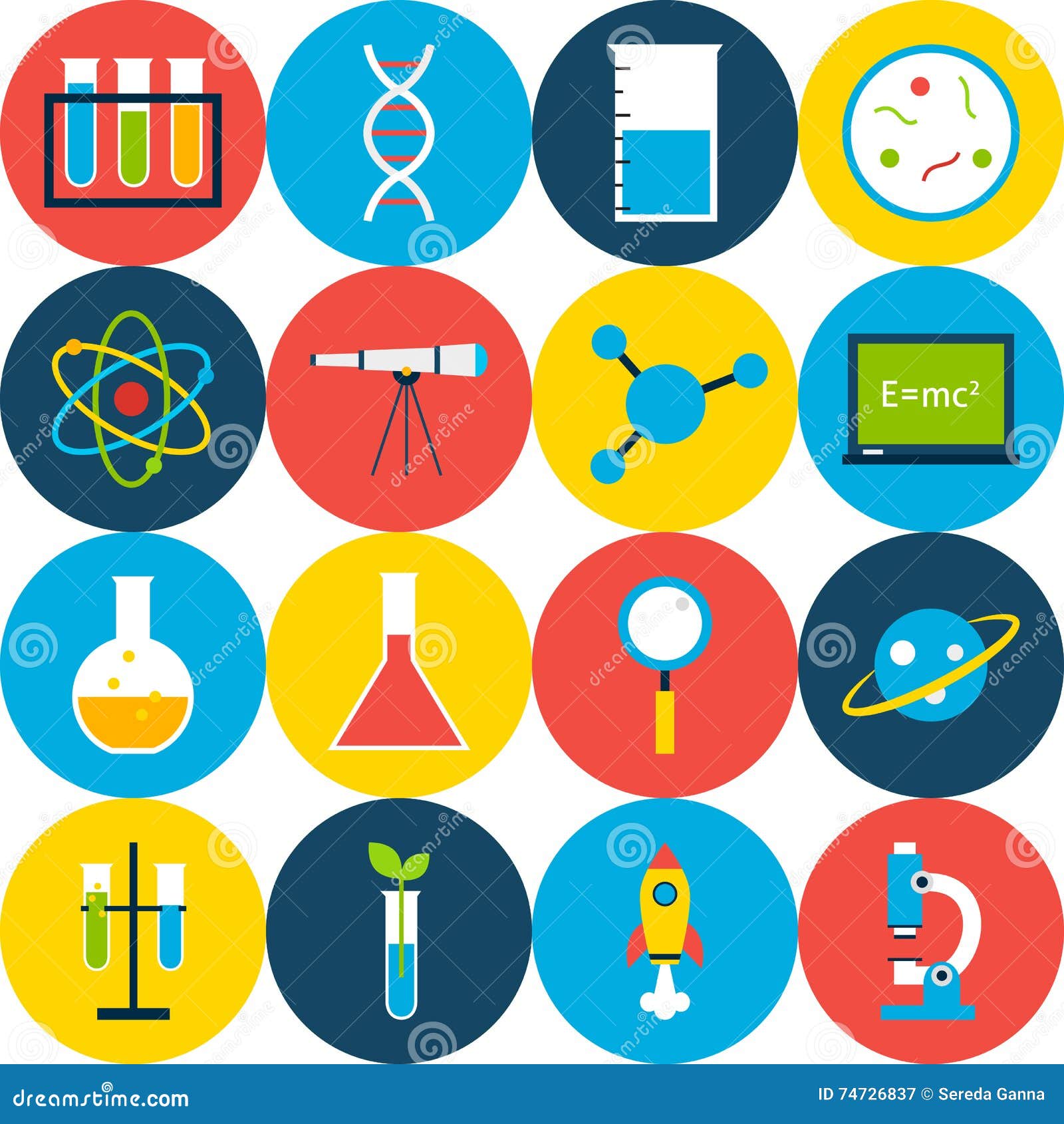 White Tile Science Background with Circles Stock Vector - Illustration ...