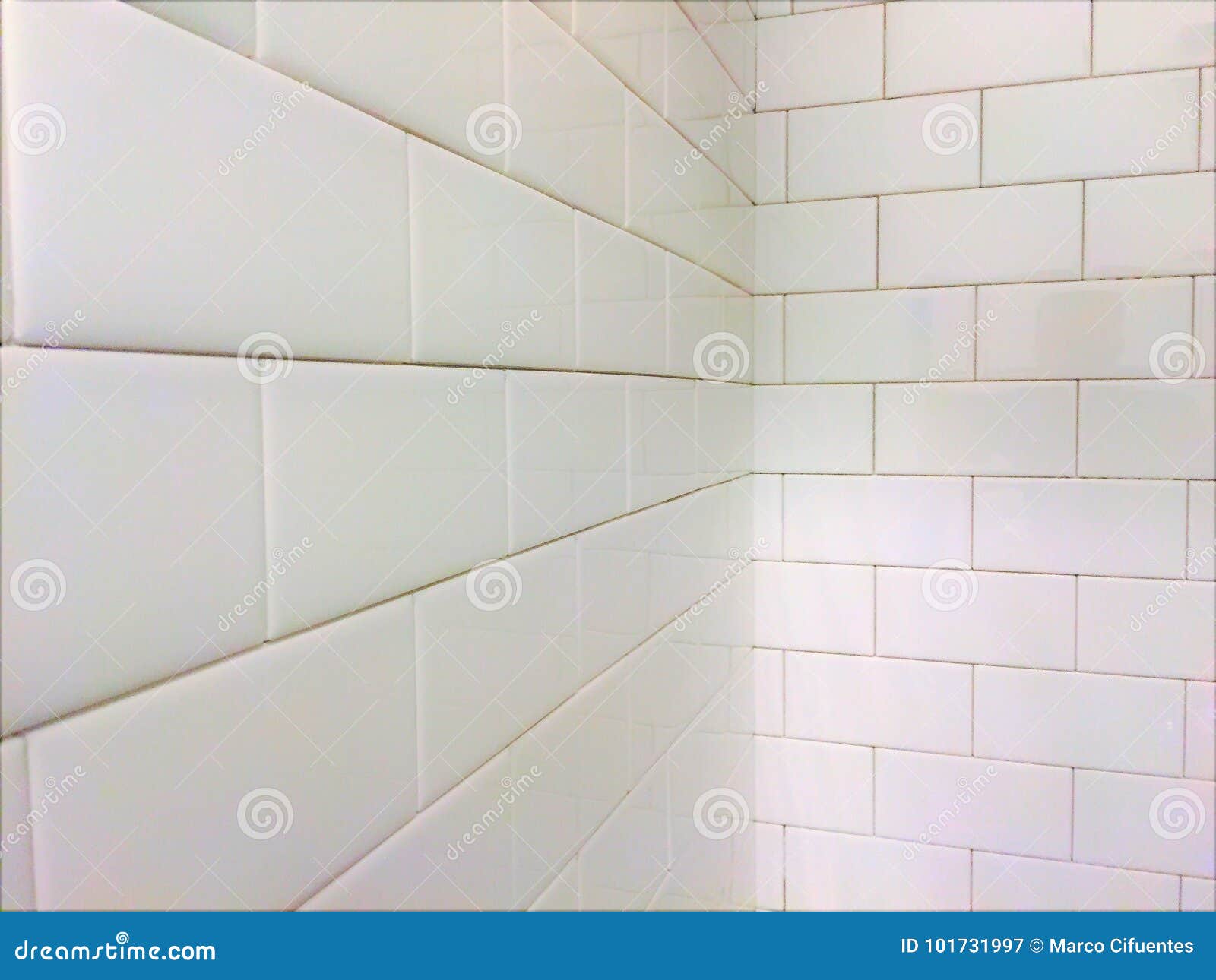White Tile Shower Subway Pattern Stock Image - Image of perspective ...