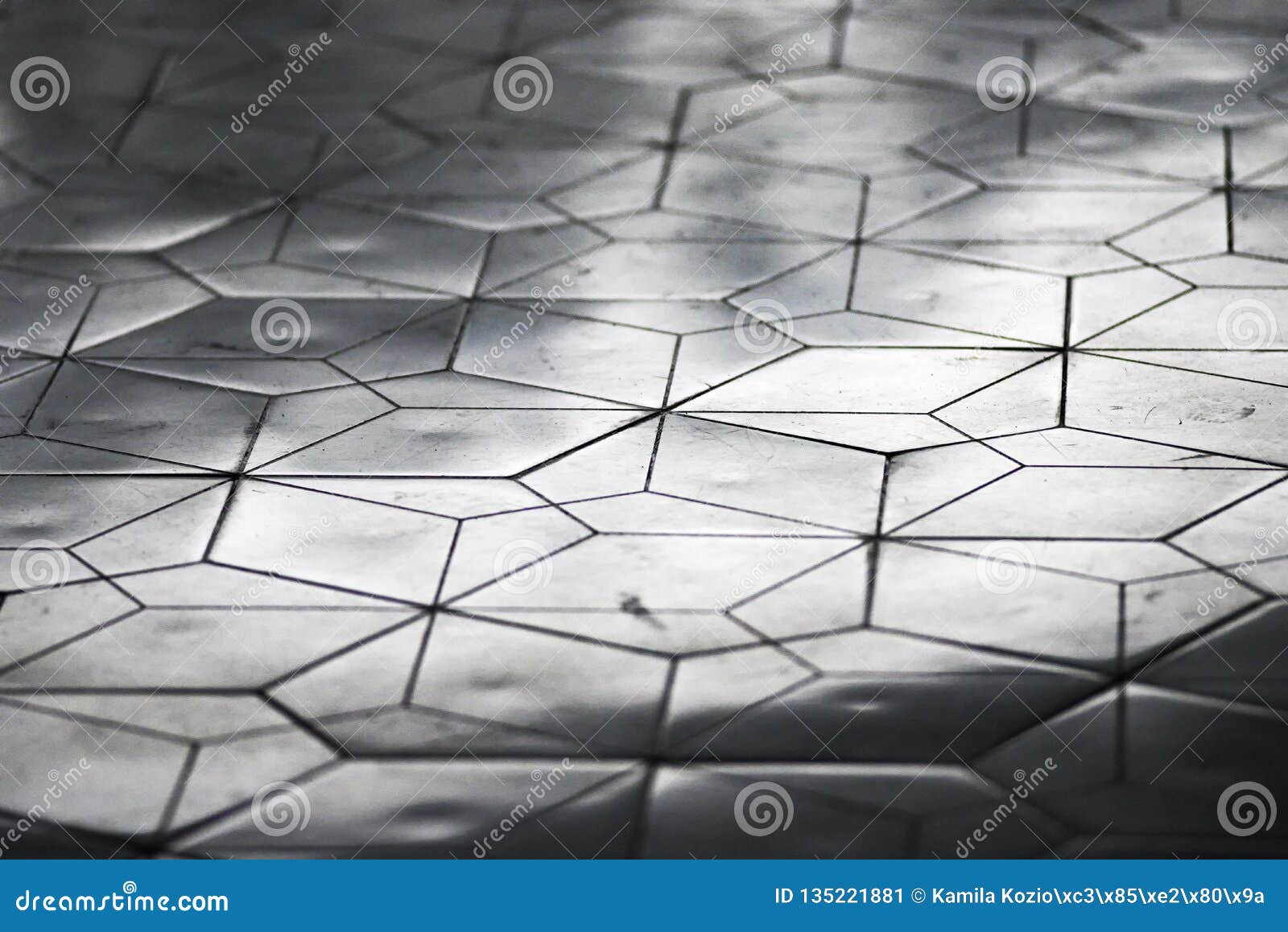 White Tiled Pattern with Reflective Lights in Perspective Stock Image ...