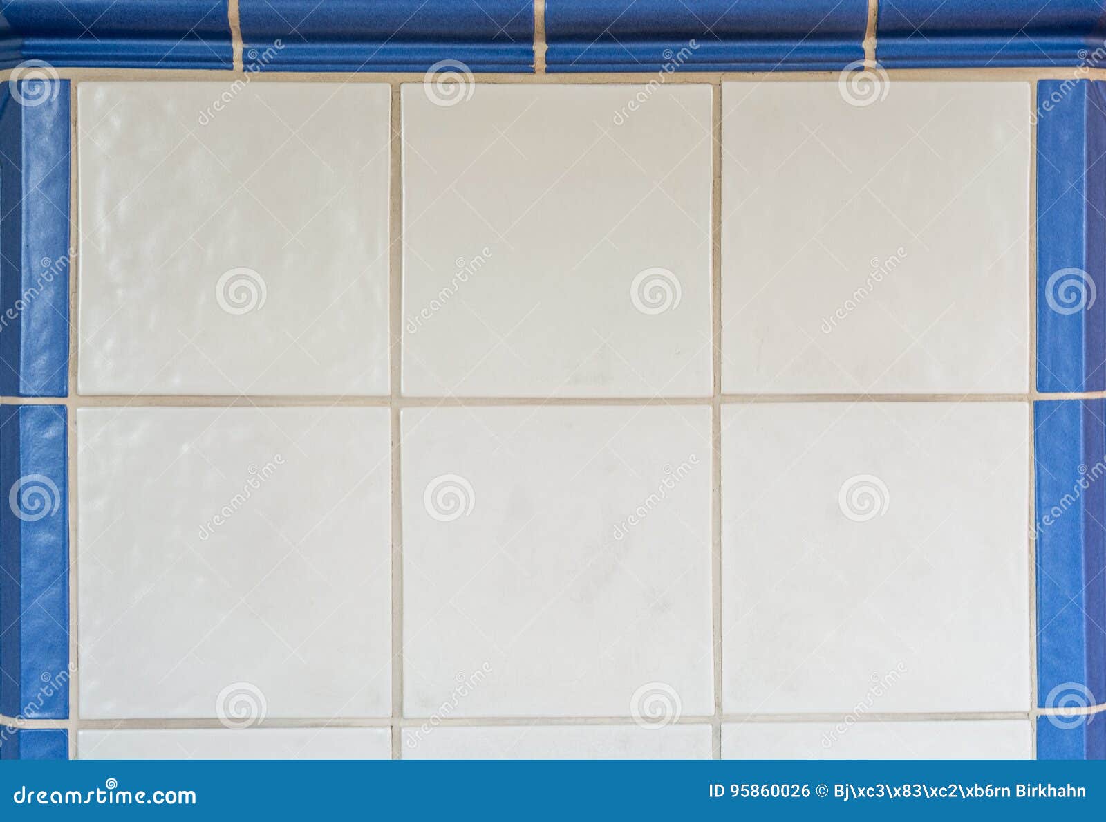 White Tiles From A Tiled Stove Framed With Blue Tiles Stock Photo ...