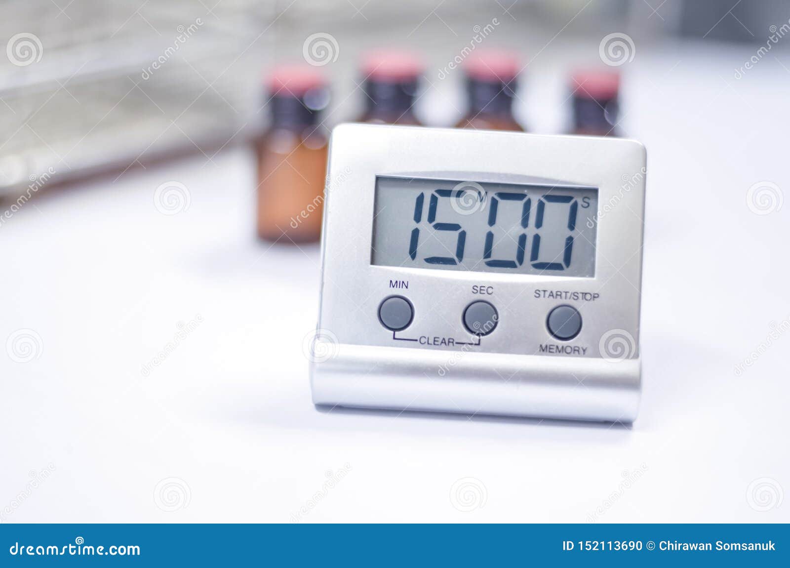 White Timer Clock In Laboratory Stock Illustration Illustration Of