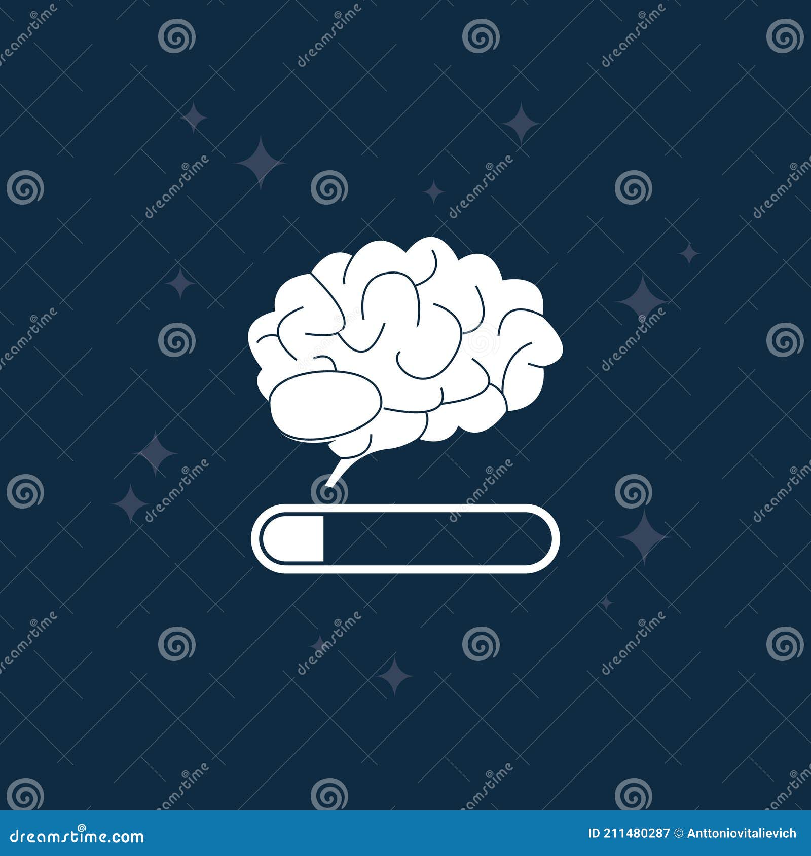 White Tired Brain on Night Blue Background. Fatigue of Brain Concept ...