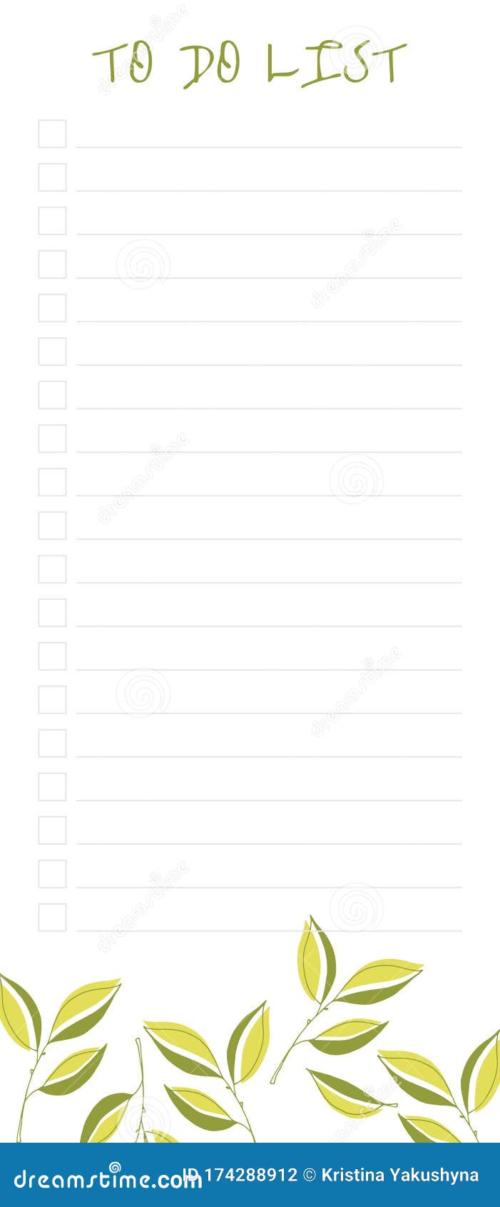 White To Do List with Green Leaves Design Stock Vector - Illustration ...