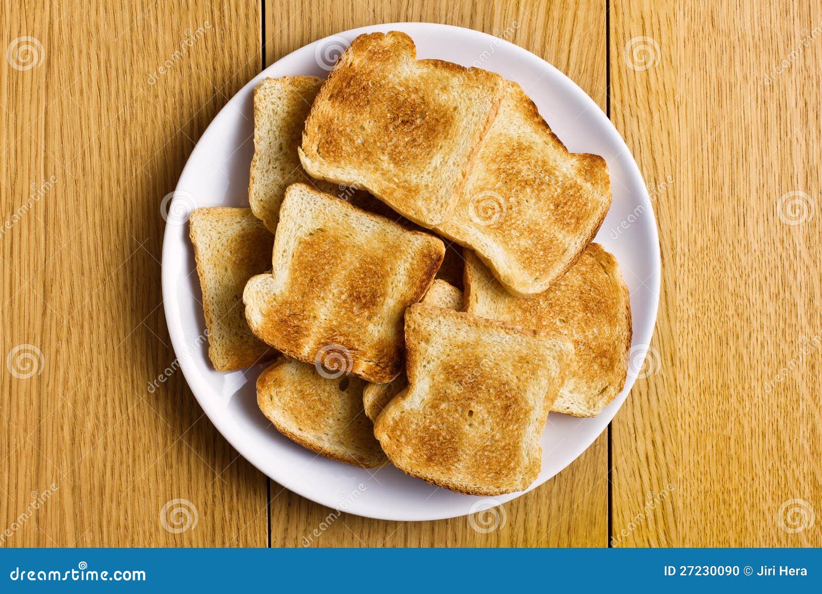 White Toasted Bread on Plate Stock Photo - Image of sliced, crunch ...