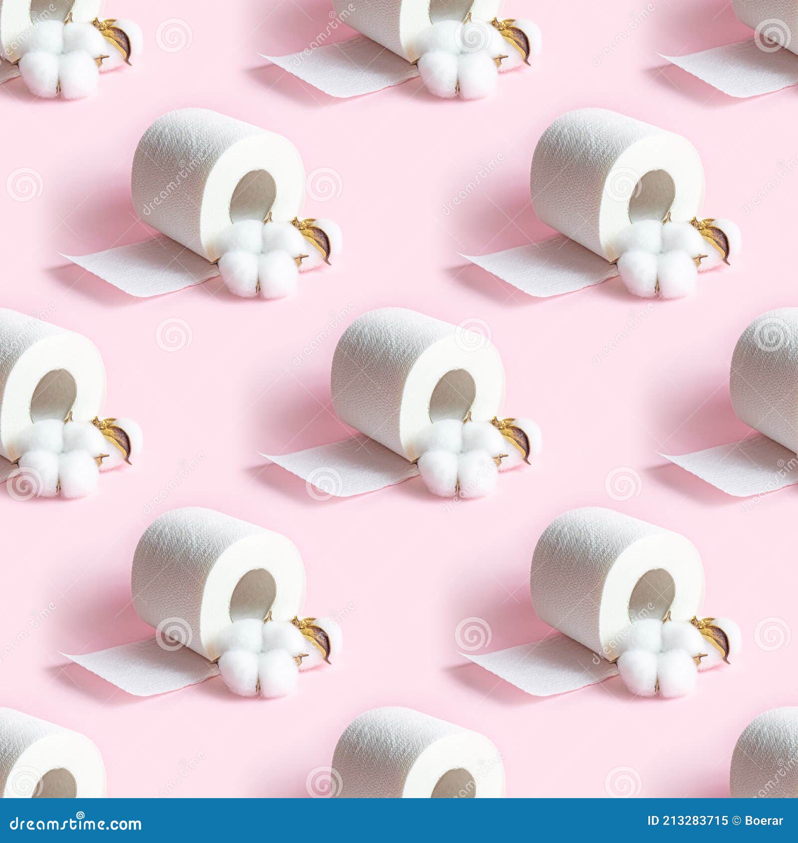 White Toilet Paper Roll Repeat Seamless Pattern on Light Pink ...